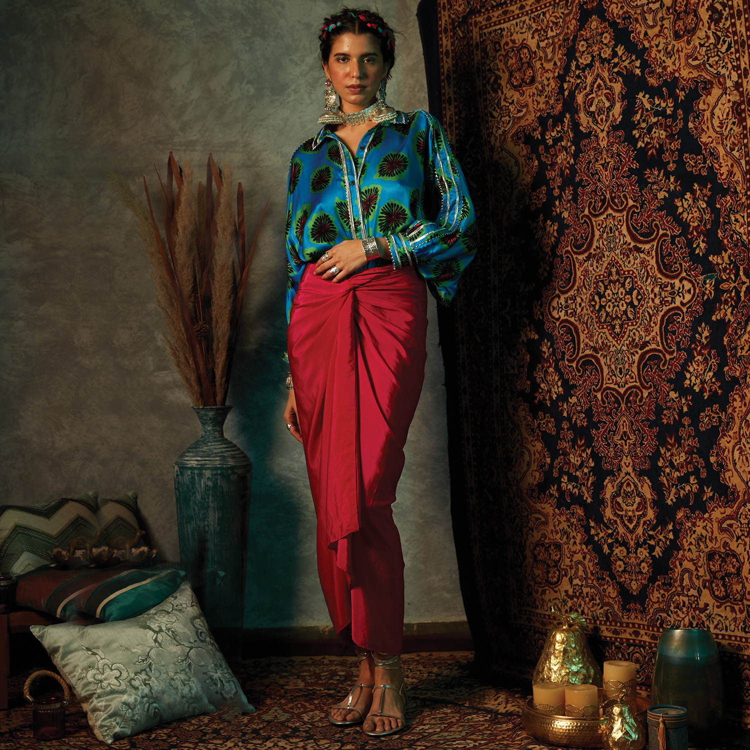 Buy Blue Blotch Oversized Flare Shirt For Women | Indyverse